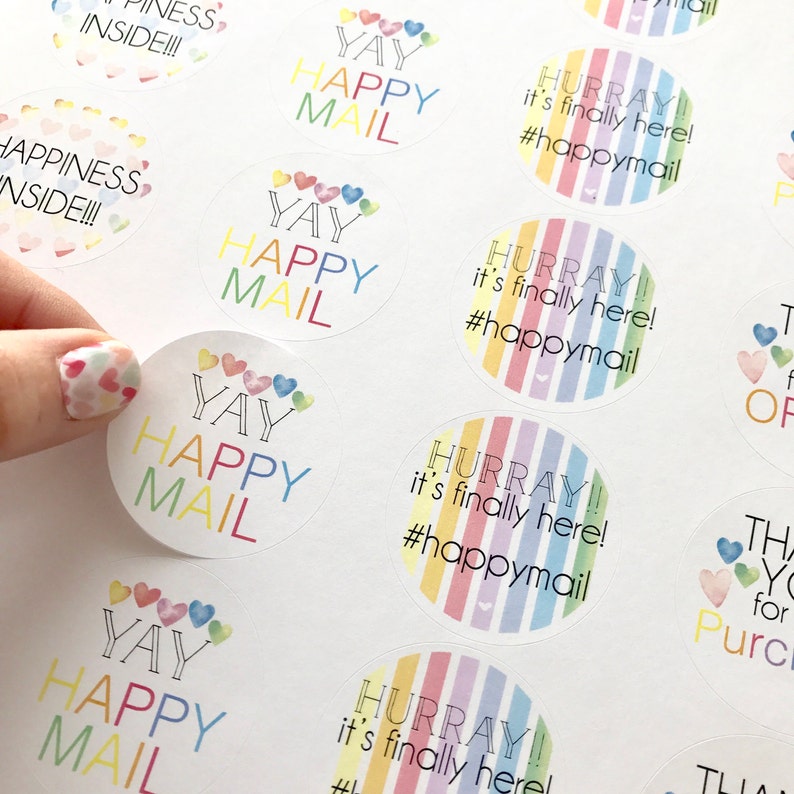 RAINBOW Stickers - Shipping/ Packaging Round - Etsy