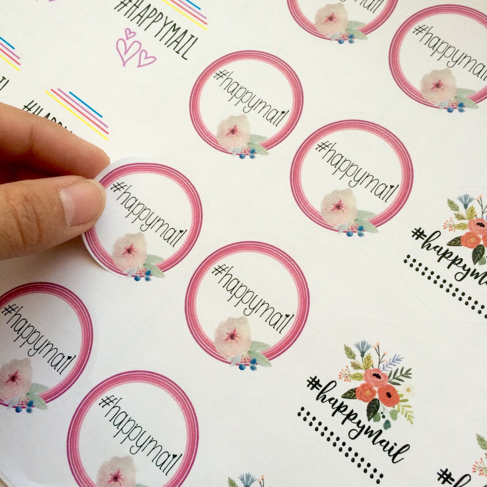 Happymail Shipping Floral & Colorful Stickers Round - Etsy