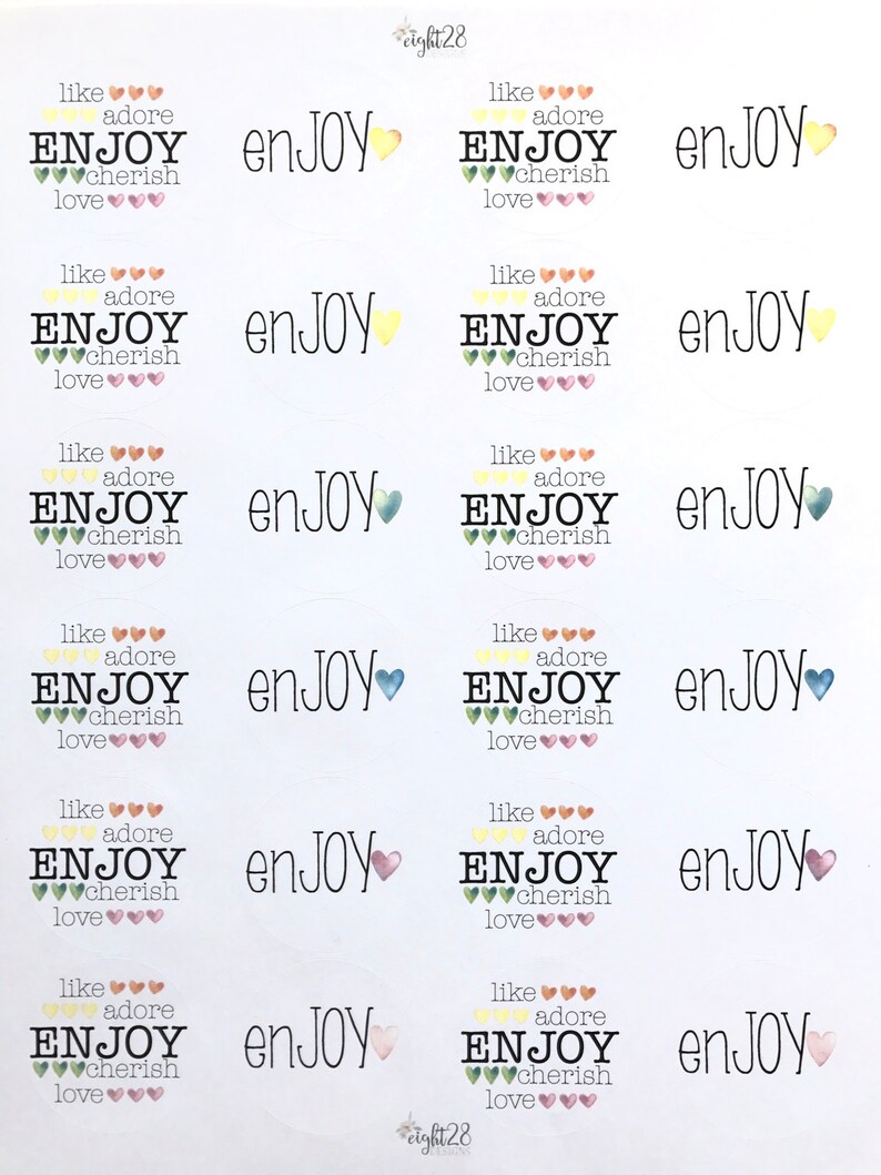 ENJOY Heart RAINBOW Stickers Shipping/ Packaging Round | Etsy