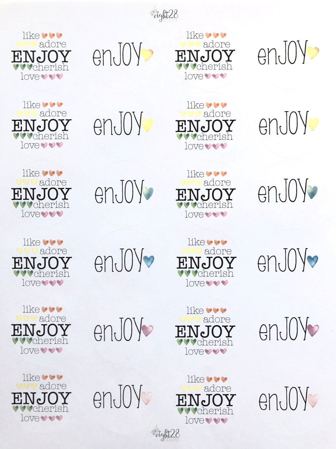 ENJOY Heart RAINBOW Stickers Shipping/ Packaging Round - Etsy