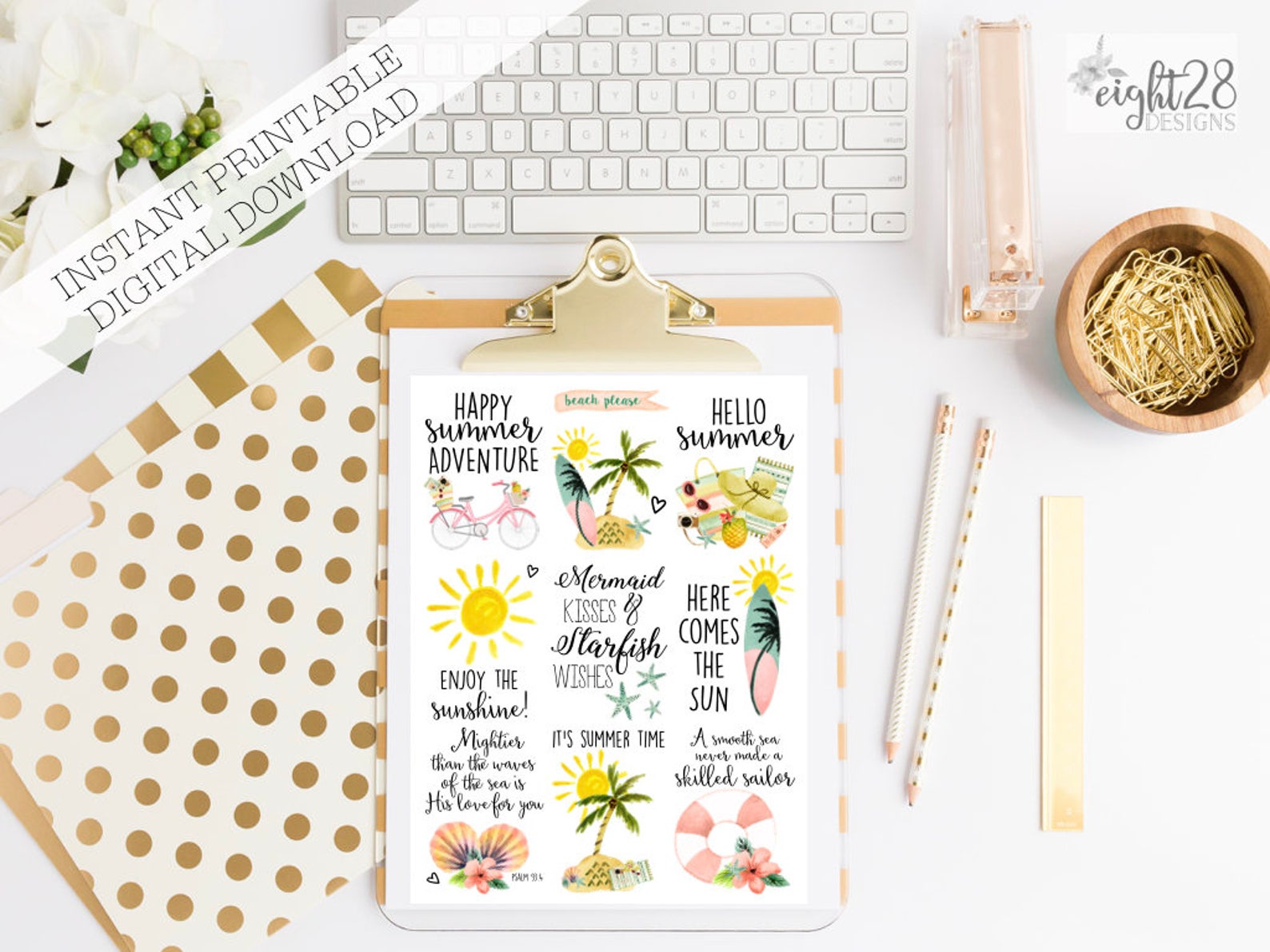 INSTANT DOWNLOAD/PRINTABLE Summer Beach Mini Cards Digital | Etsy