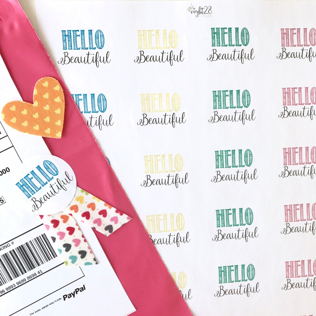 HELLO Gorgeous, Beautiful, Sunshine Colorful Shipping Stickers Round ...