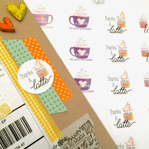 FALL Thanks a Latte for Your Purchase Stickers Round White | Etsy