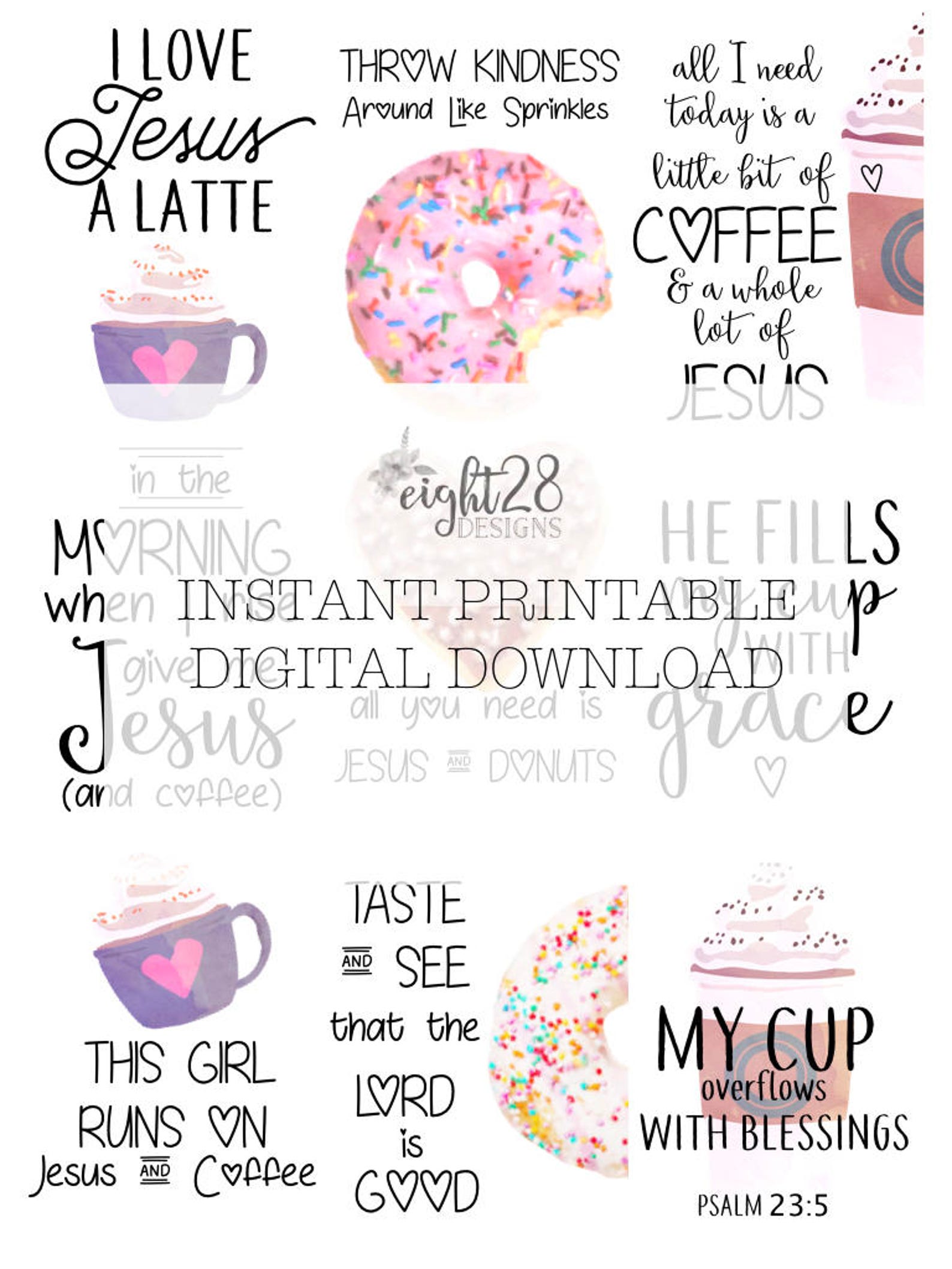 Coffee & Donuts INSTANT DOWNLOAD/PRINTABLE Digital Pdf - Etsy