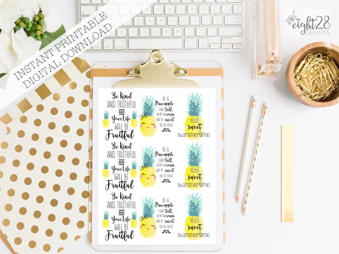 INSTANT DOWNLOAD/PRINTABLE Summer, Pineapple, Fruit - Digital Pdf Tags ...