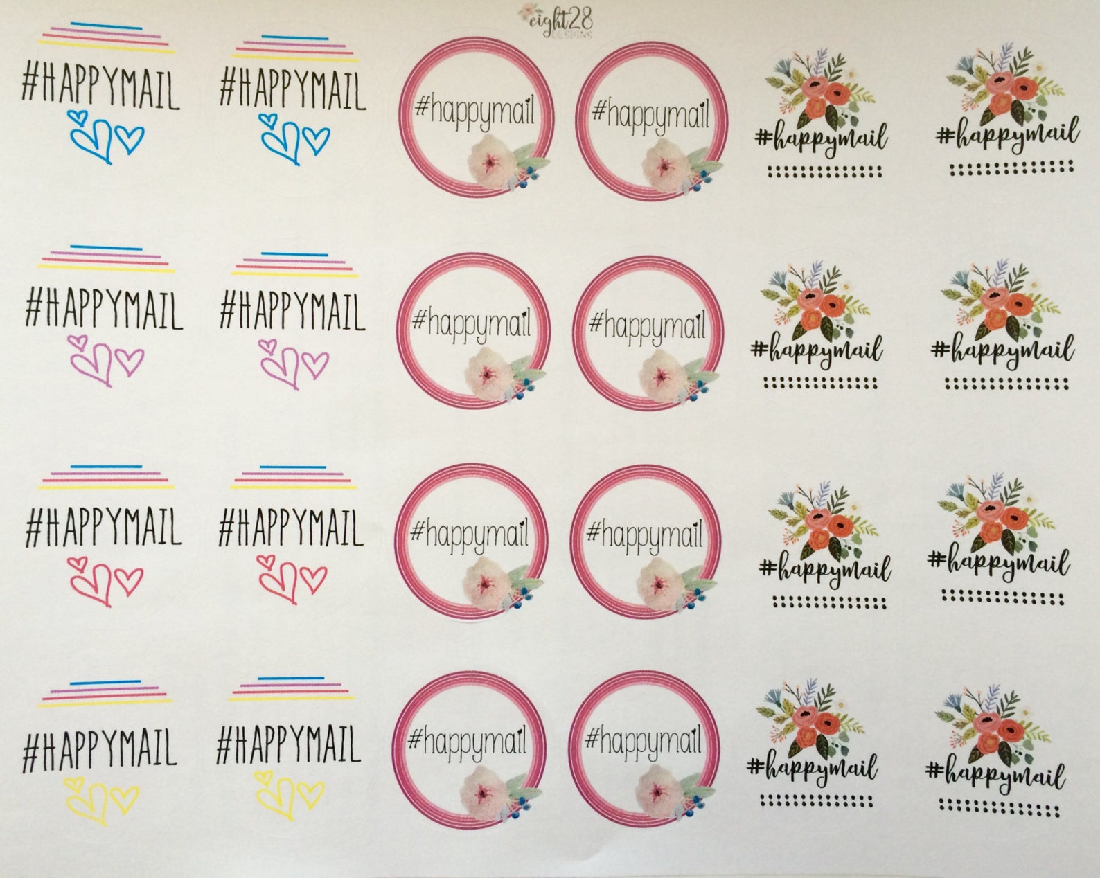 Happymail Shipping Floral & Colorful Stickers Round - Etsy