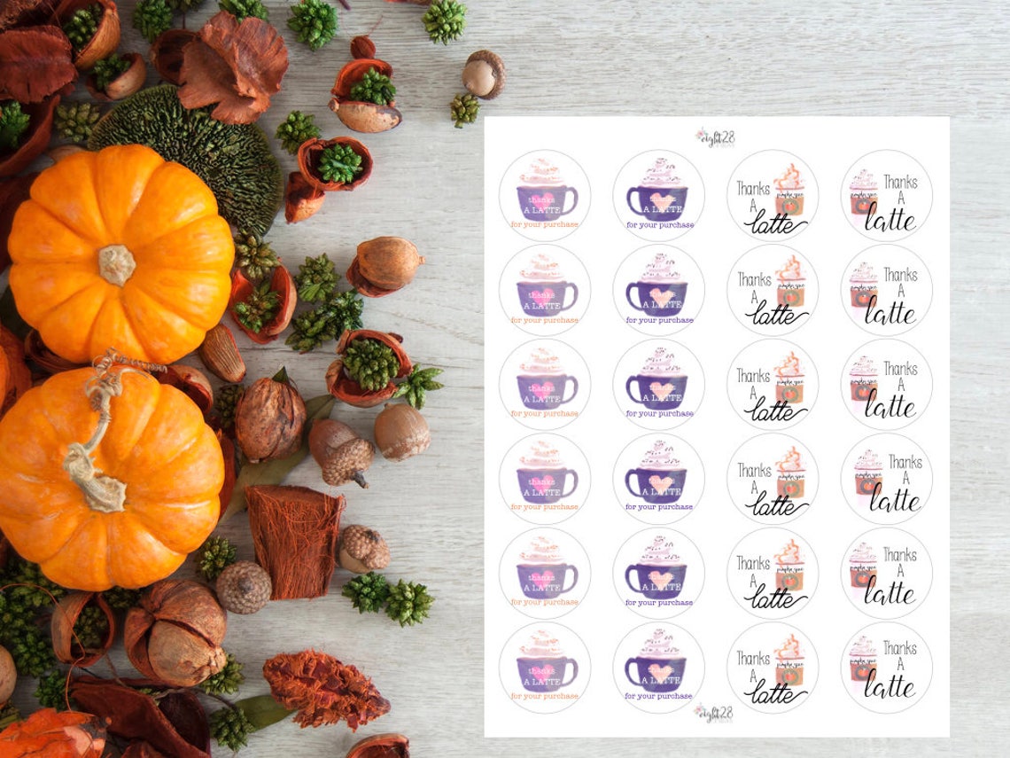 FALL Thanks a Latte for Your Purchase Stickers Round White - Etsy