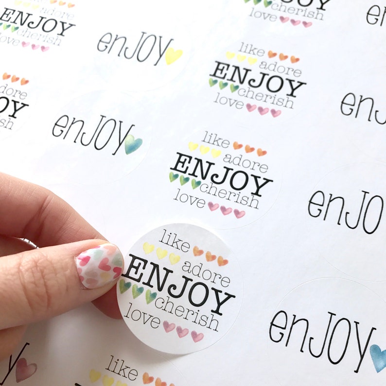 ENJOY Heart RAINBOW Stickers Shipping/ Packaging Round | Etsy