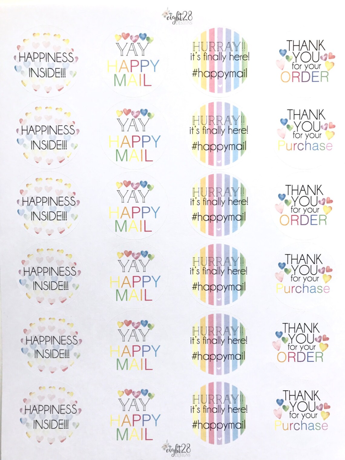 RAINBOW Stickers - Shipping/ Packaging Round - Etsy