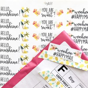 Beach Summer Happy Mail: Colorful Shipping Stickers Rectangle - Etsy