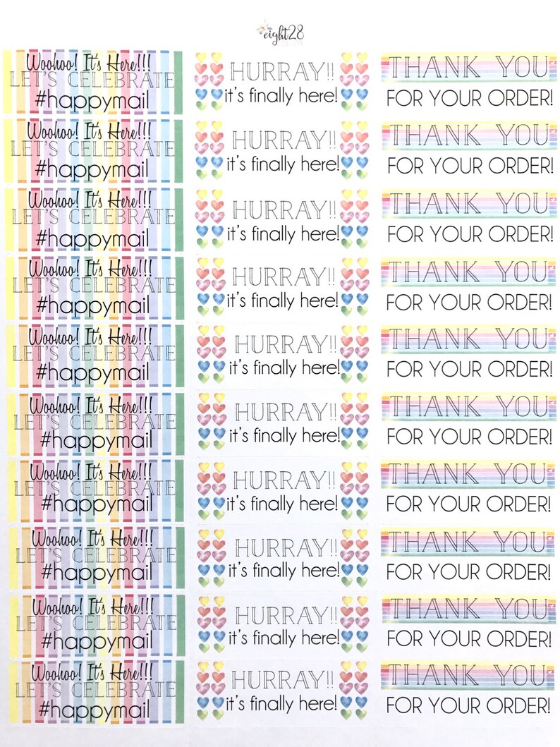 RAINBOW Stickers Shipping/ Packaging Rectangle - Etsy