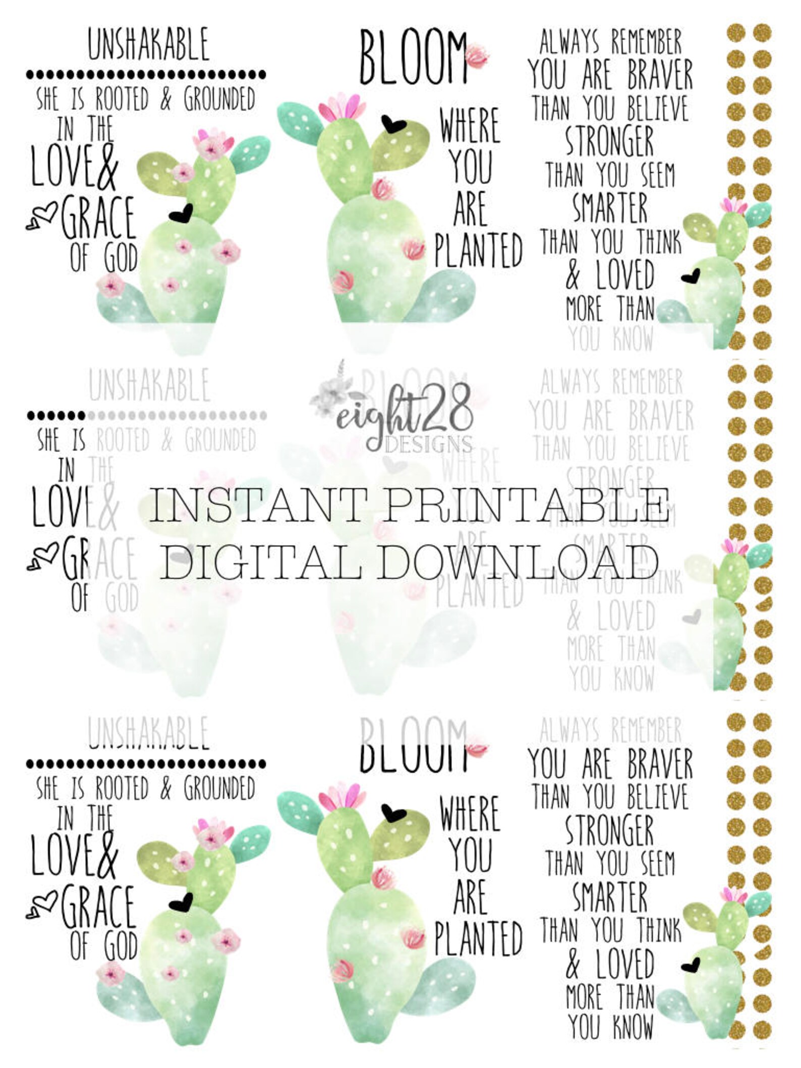 Summer Cactus Bible Verse INSTANT DOWNLOAD/PRINTABLE Digital | Etsy