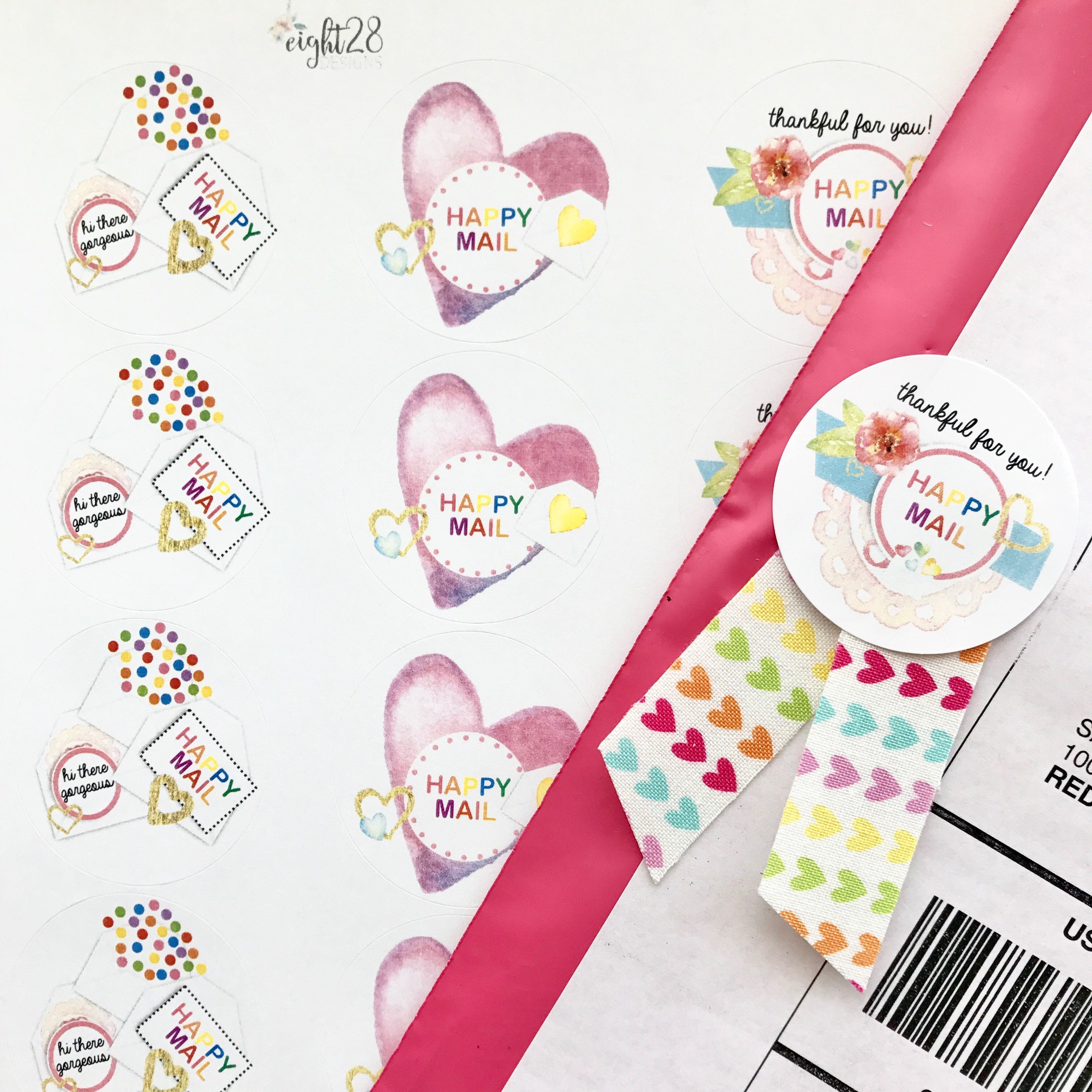 Happy Mail Envelopes Heart RAINBOW Variety Stickers - Etsy