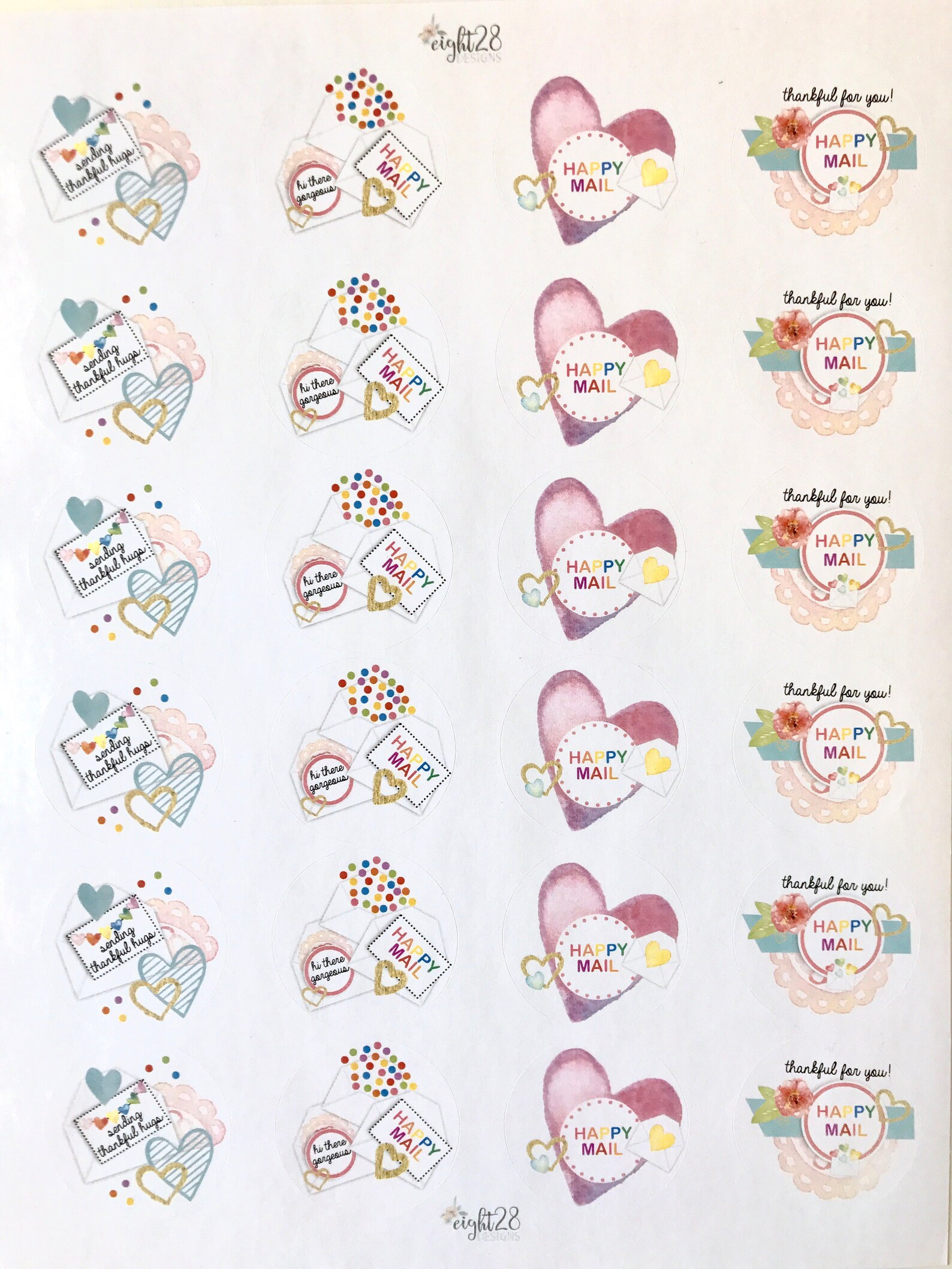 Happy Mail Envelopes Heart RAINBOW Variety Stickers - Shipping ...