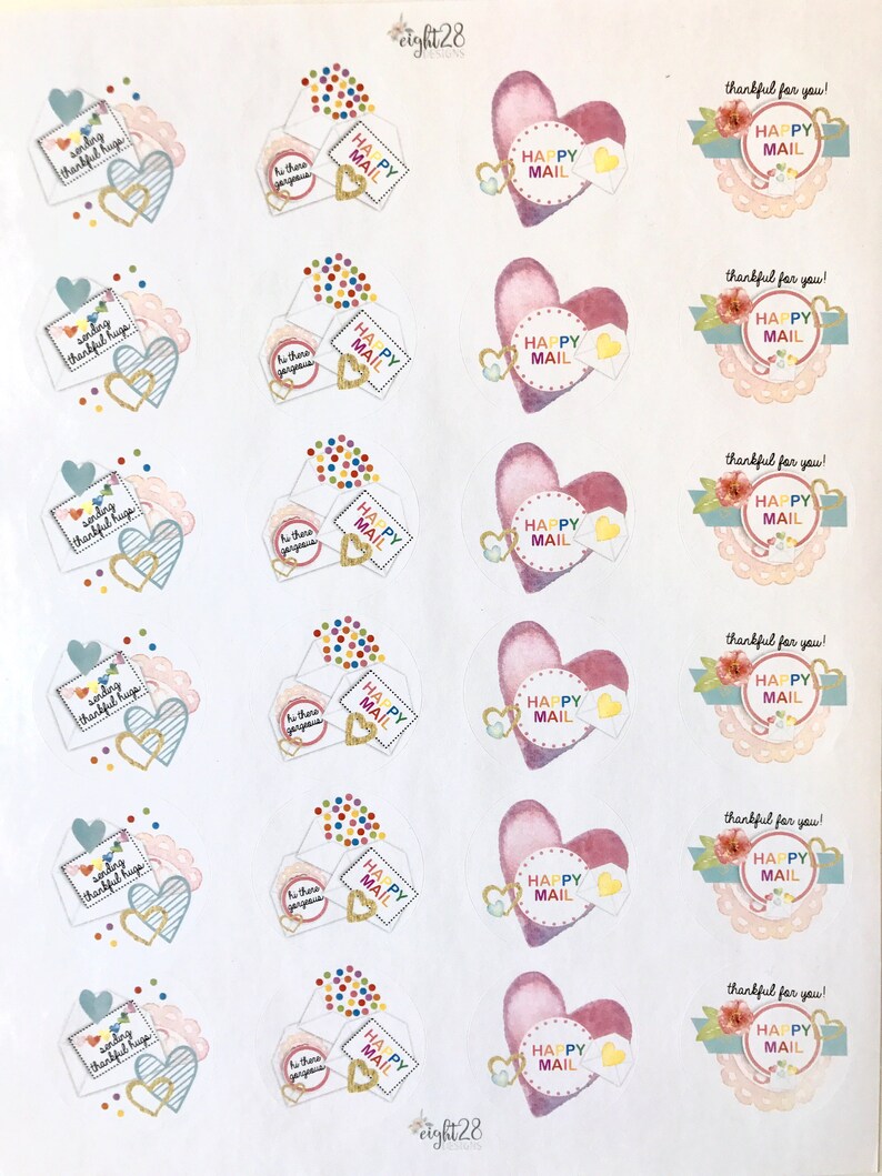 Happy Mail Envelopes Heart RAINBOW Variety Stickers - Etsy