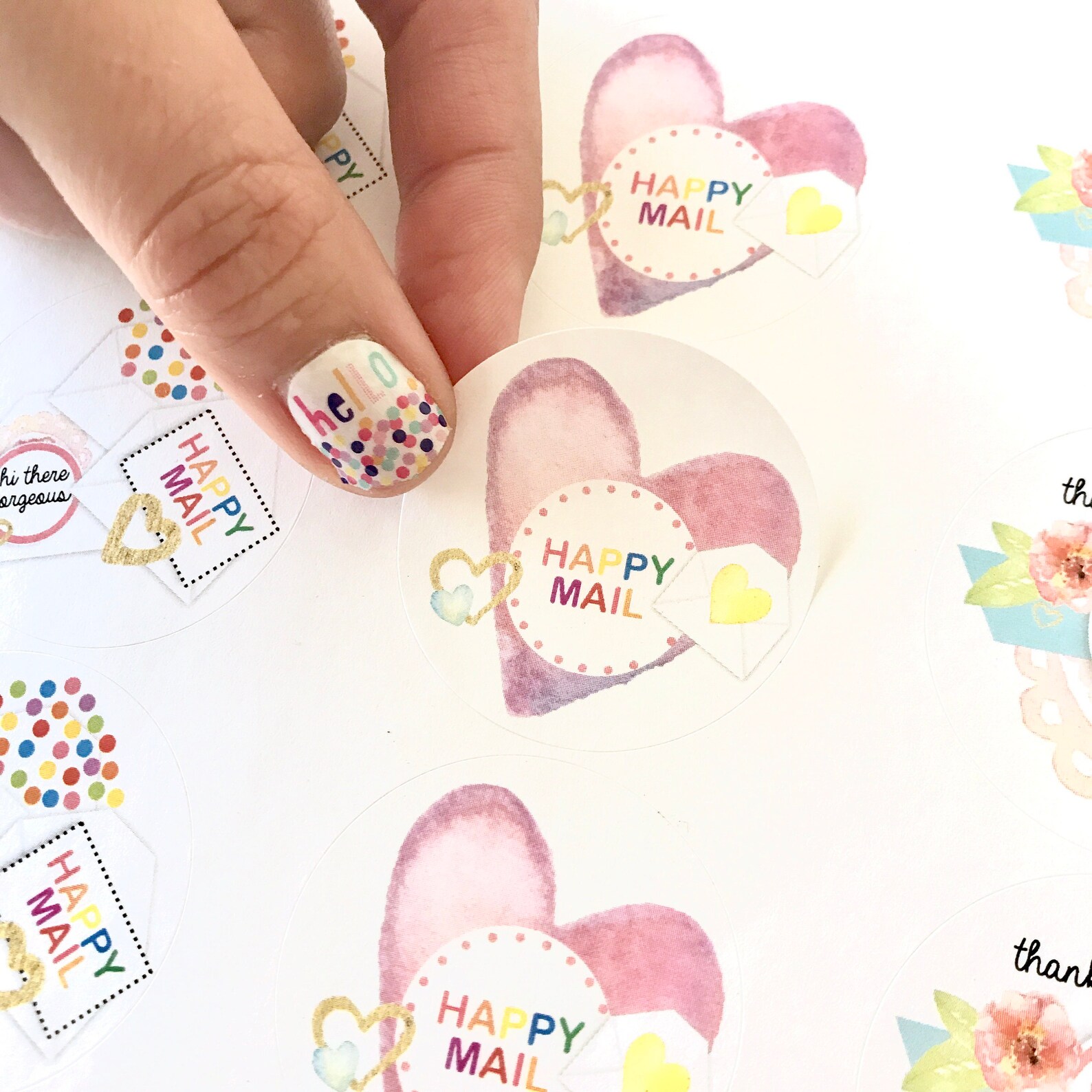 Happy Mail Envelopes Heart RAINBOW Variety Stickers - Shipping ...