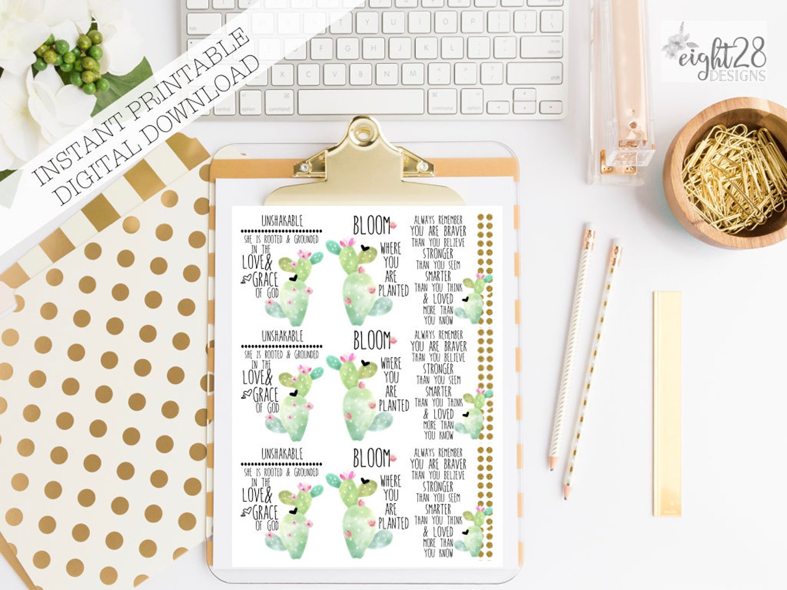 Summer Cactus Bible Verse INSTANT DOWNLOAD/PRINTABLE Digital | Etsy