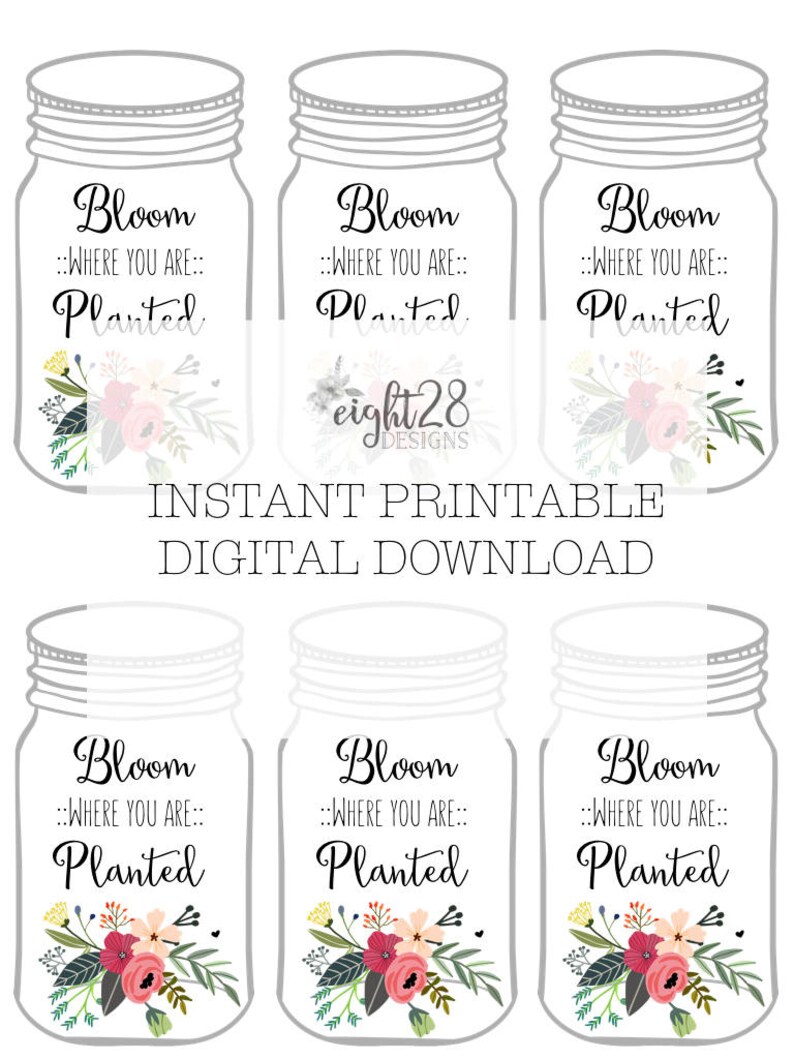 Mason Jar Bookmarks bloom Where You Are Planted - Etsy
