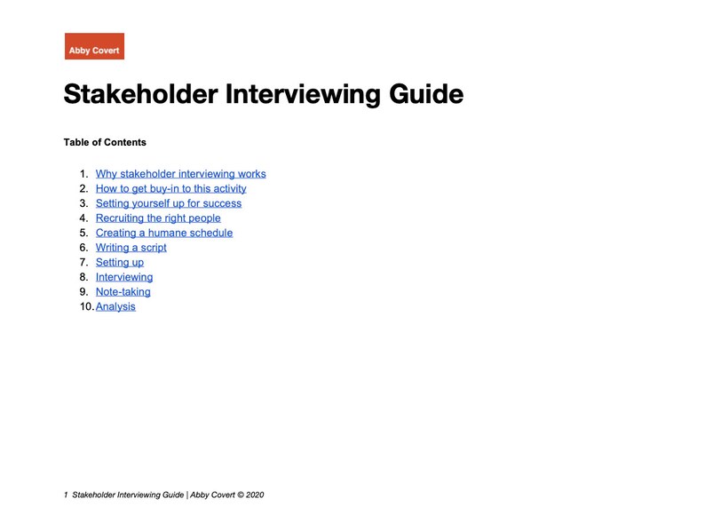 Stakeholder Interviewing: A Guide by Abby Covert - Etsy
