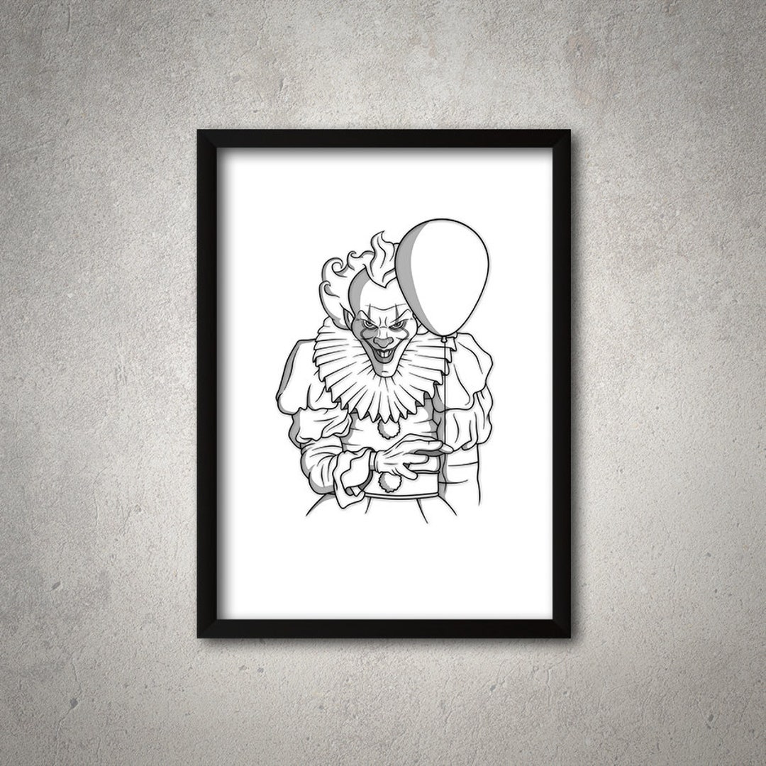 Buy IT Pennywise the Clown Digital PNG Download Minimalist Line Art ...