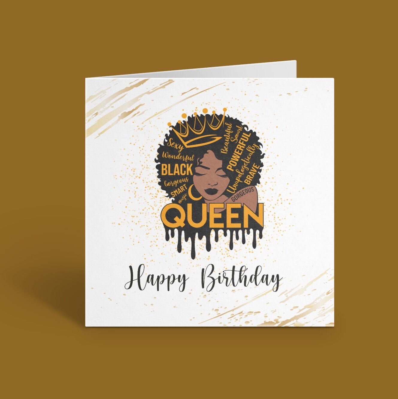 Black Queen Birthday Card Afro Queen Card Black Girl - Etsy UK