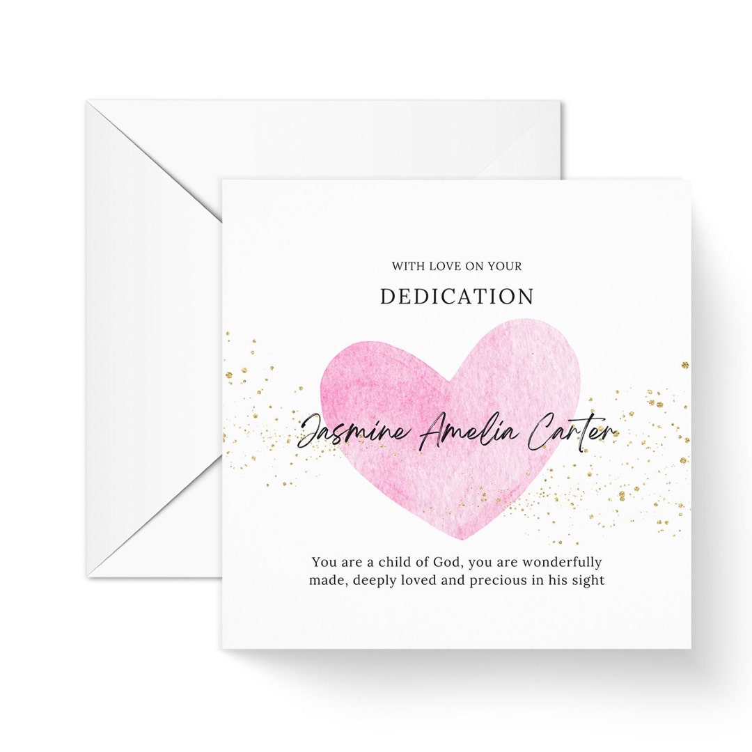 With Love on Your Baby Dedication Heart Card for Her, New Baby Baptism ...