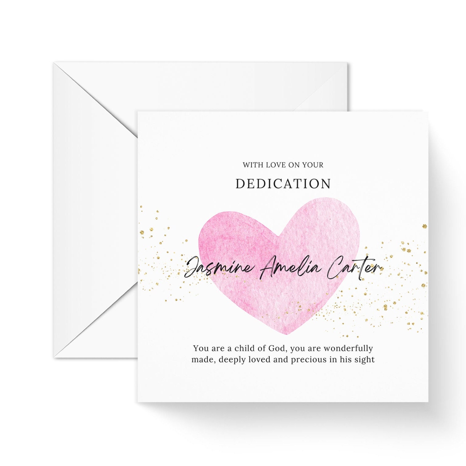With Love on Your Baby Dedication Heart Card for Her, New Baby Baptism ...