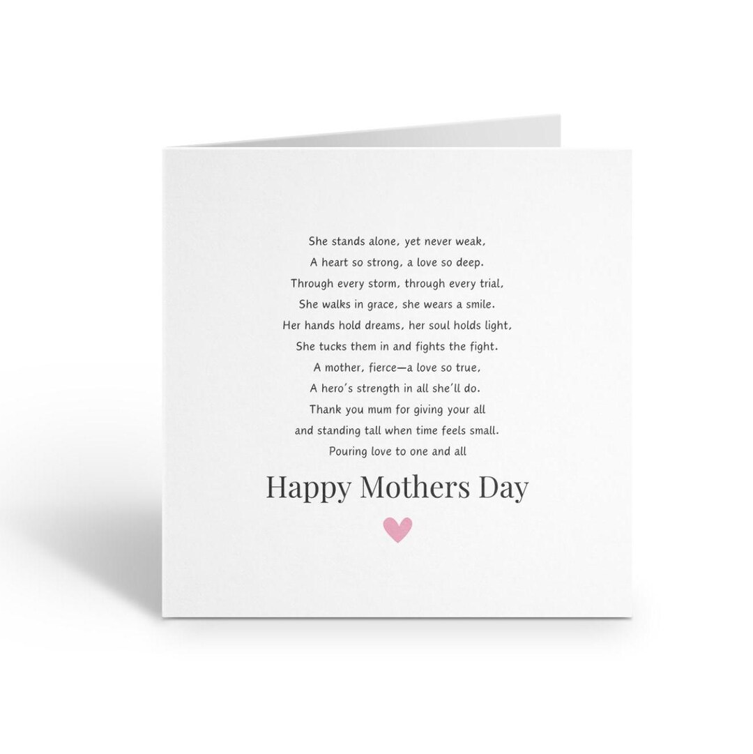 Mother’s Day Poem Card – Heartfelt Appreciation for Mum, Grandma, Aunt ...