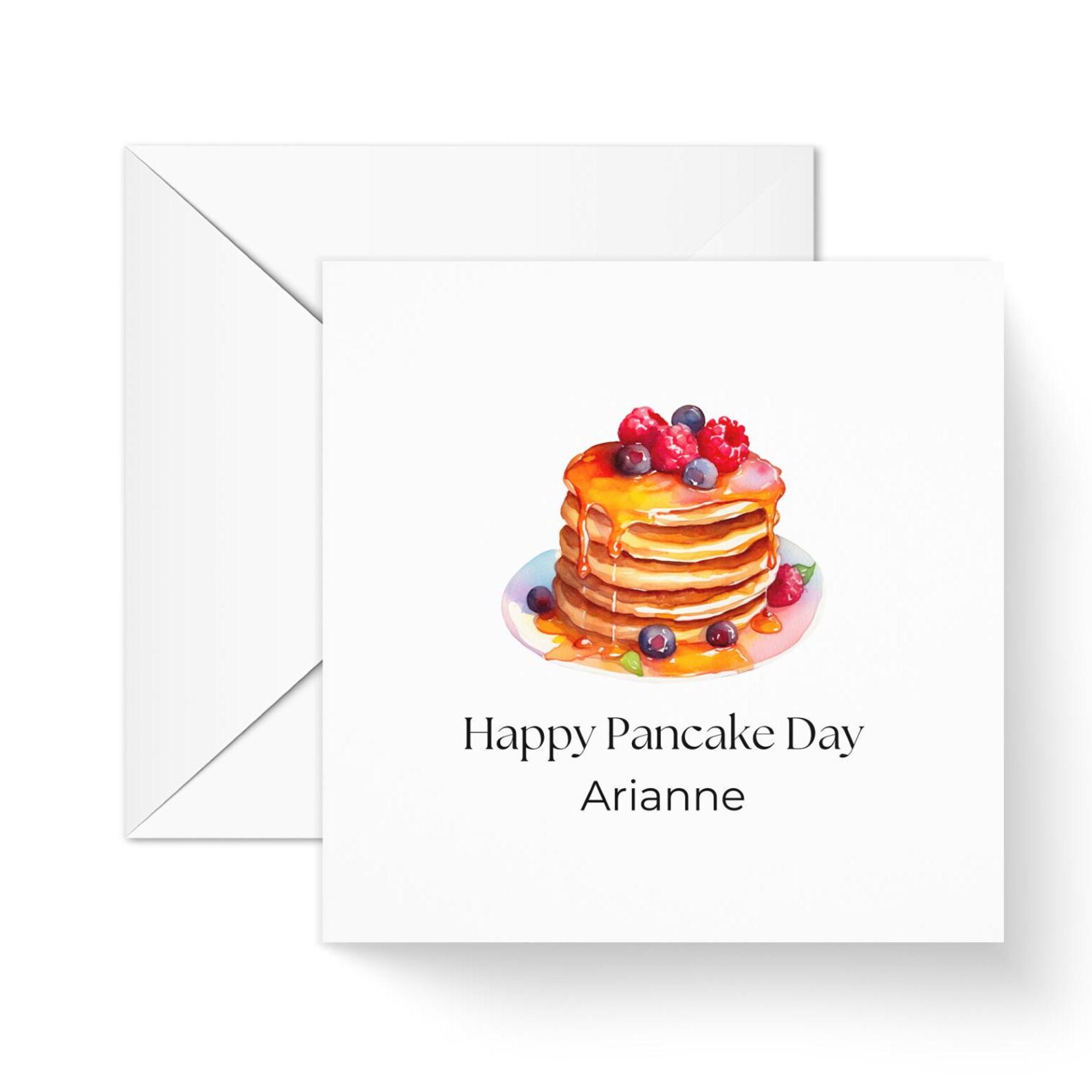 Pancake Day Greeting Card – Cute Stack of Pancakes With Blueberries ...