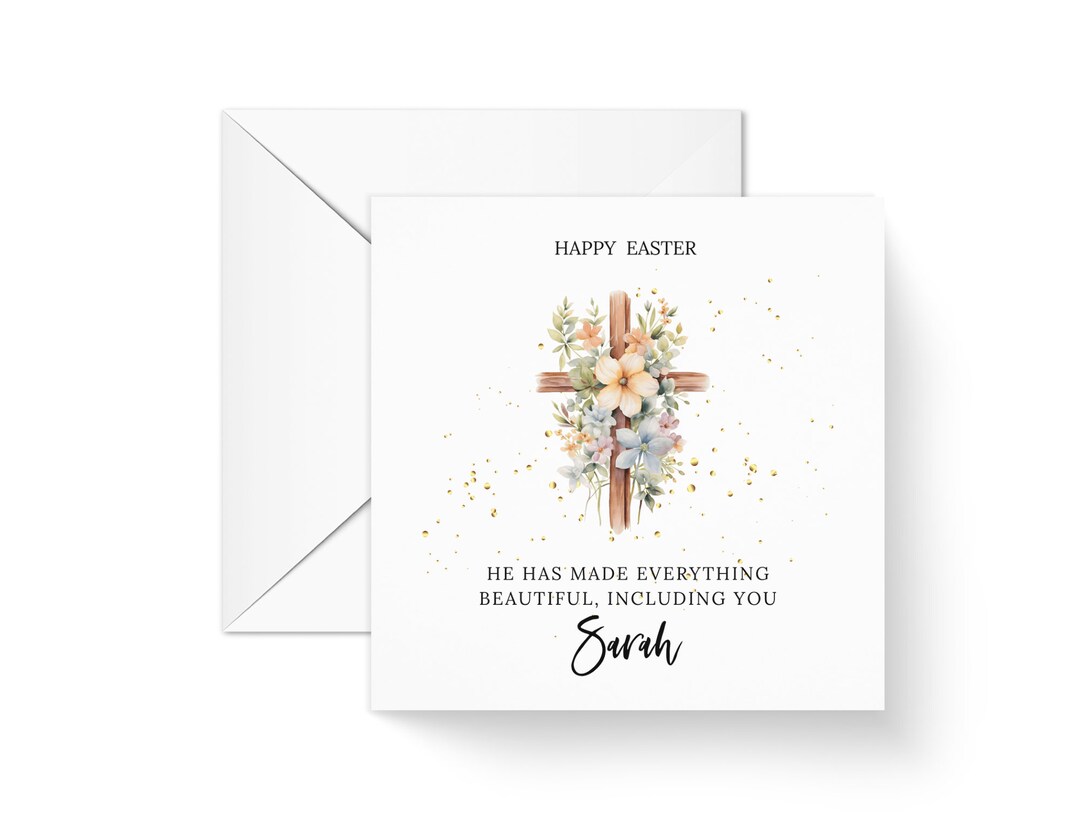 Personalised Easter Scripture Card for Her, Cross Easter Card With ...