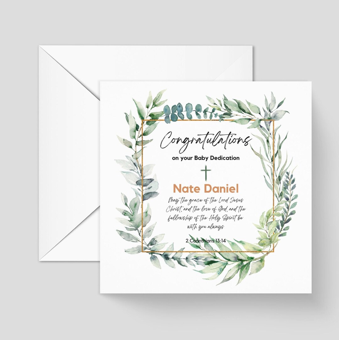 Daughter Son Baby Dedication Card for Him Her, 2 Corinthians 13, New ...