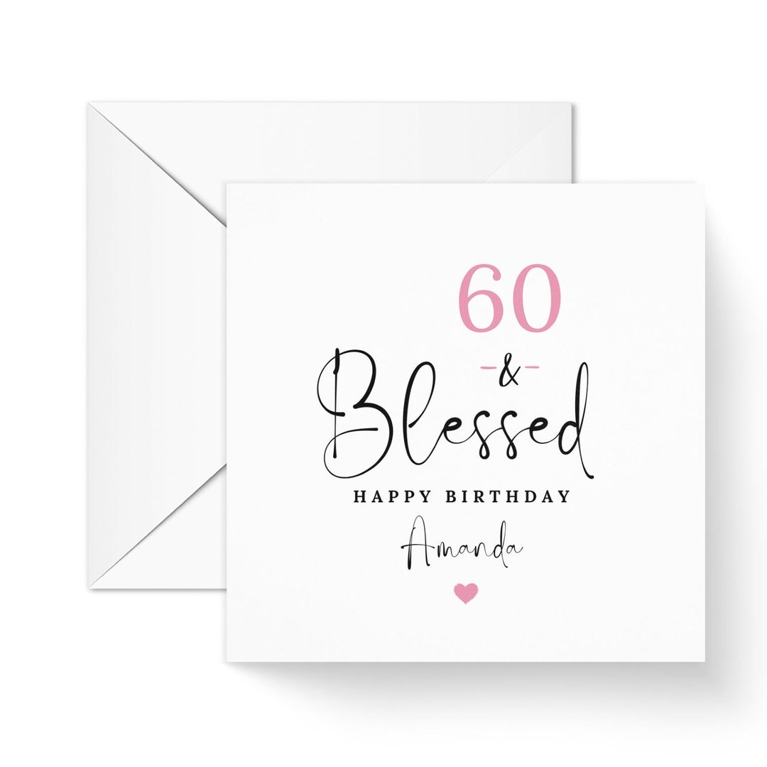 60 and Blessed Birthday Card for Her, Personalised Gifts for Auntie ...