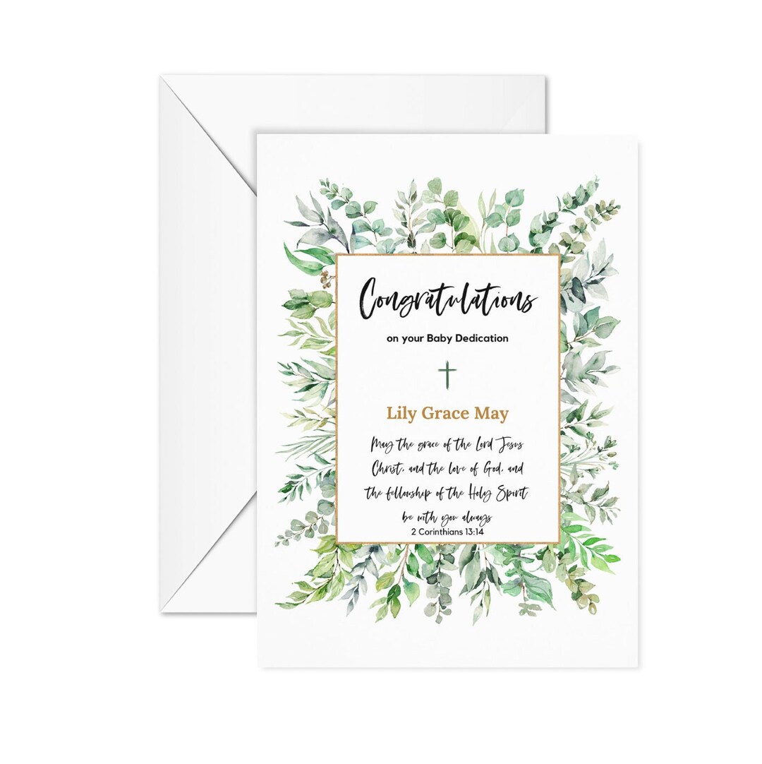 Printable Dedication Baptism Christening Digital Card, 2 Corinthians 13 ...