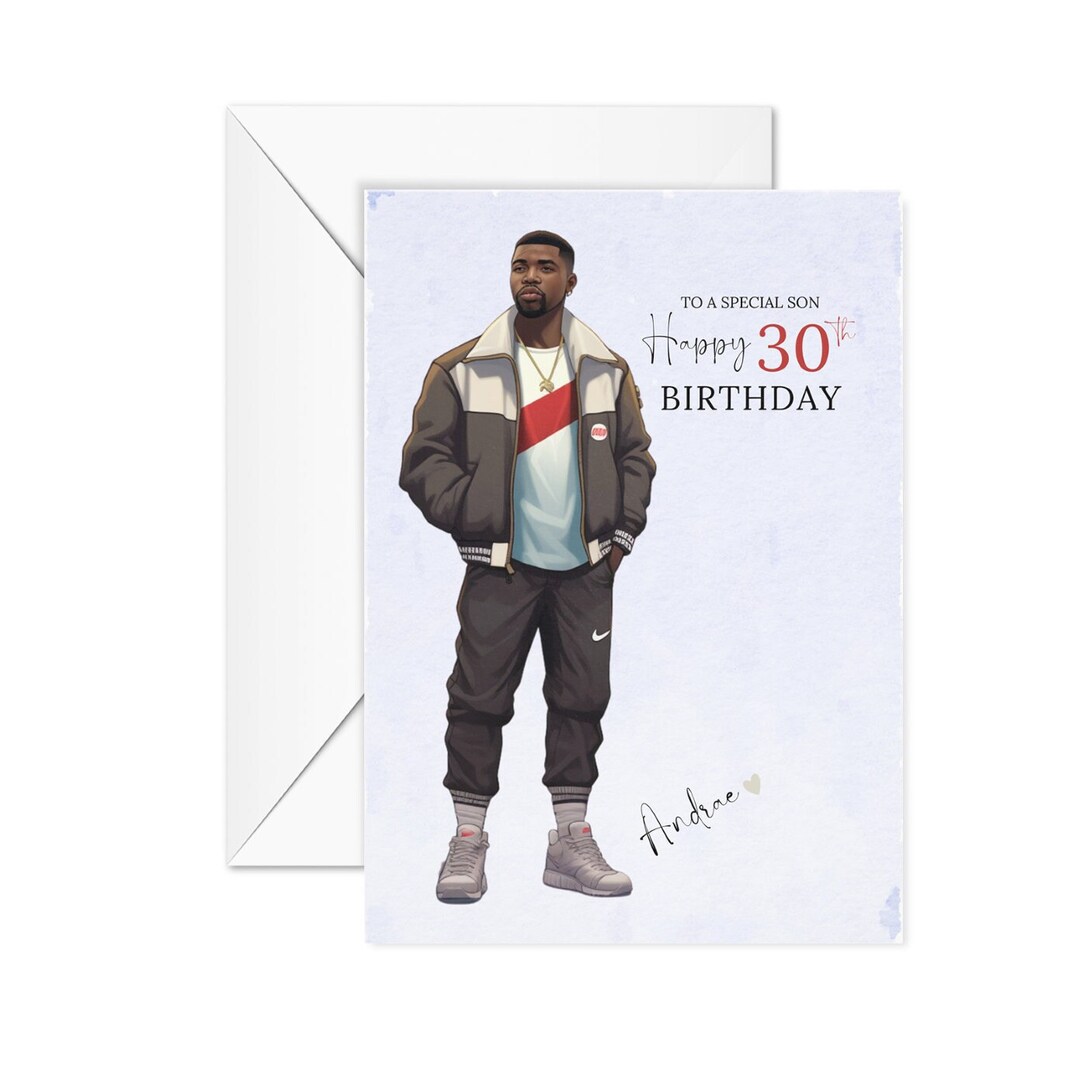 Happy 30th Birthday Black Greeting Card, Afrocentric Card, Personalised ...