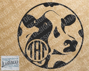 Cow Monogram Svg | Etsy