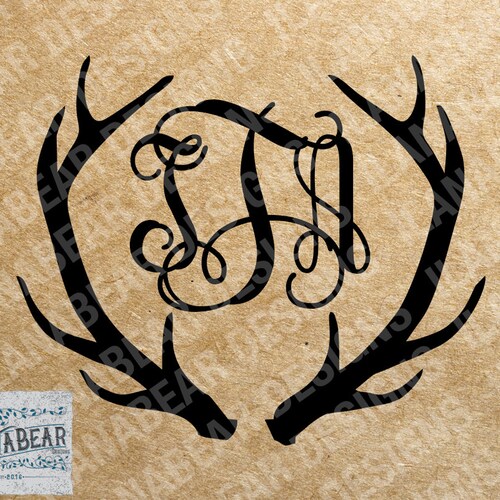 Antler Monogram Svg Deer Antlers Svg Split Name Frame Svg. - Etsy UK