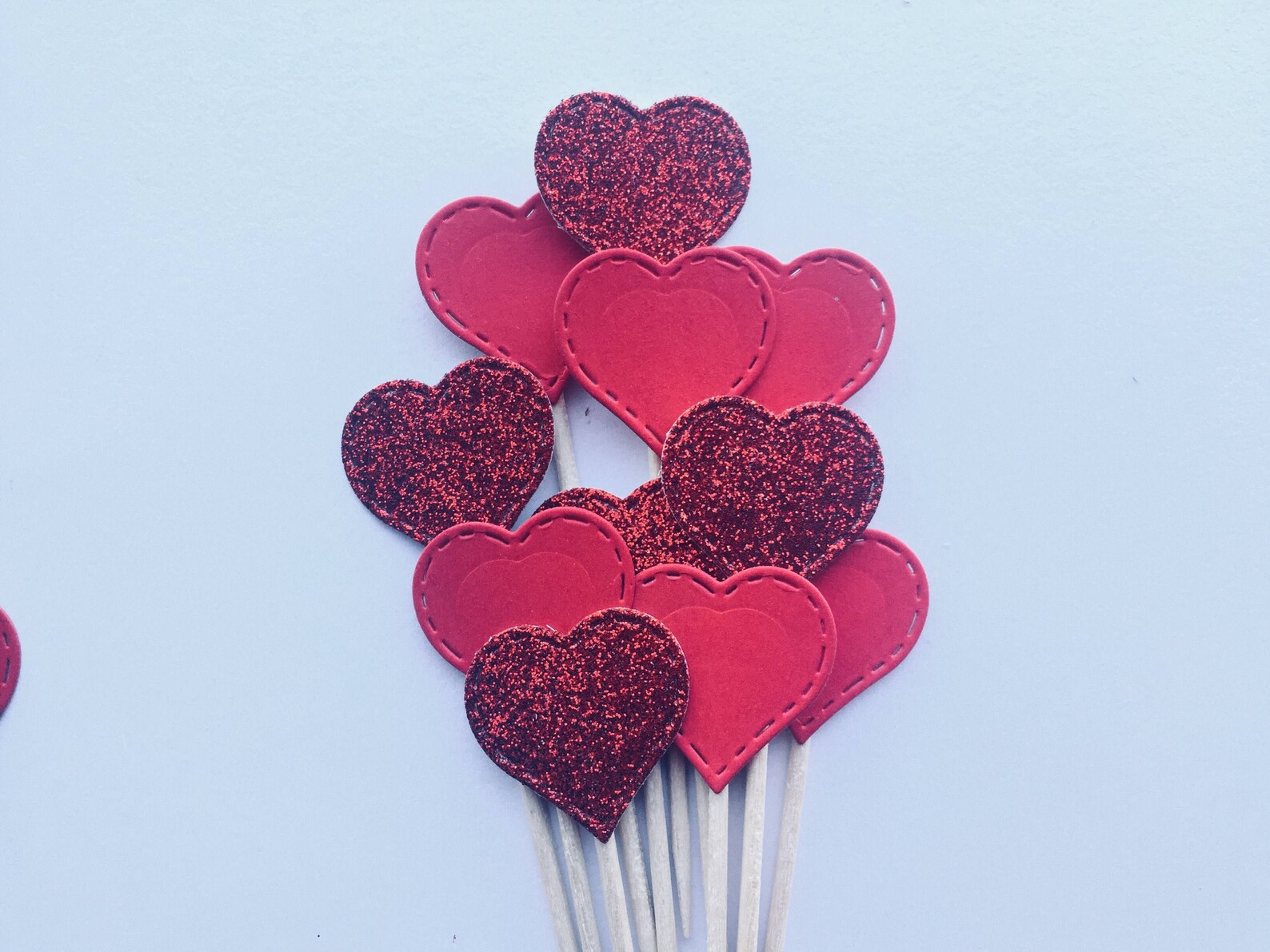 Ruby Red Heart Cupcake Toppers - Etsy UK