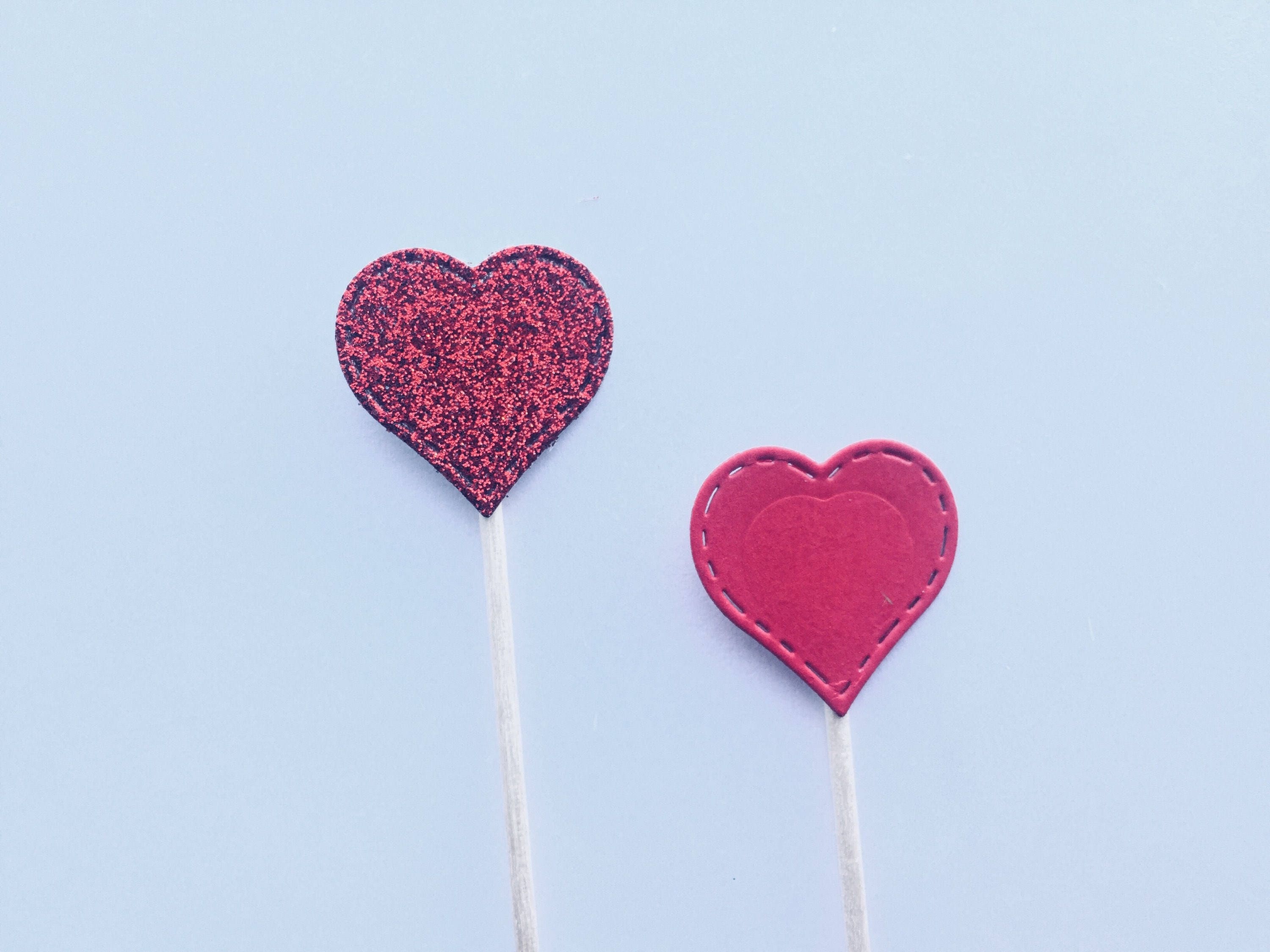 Ruby Red Heart Cupcake Toppers - Etsy UK