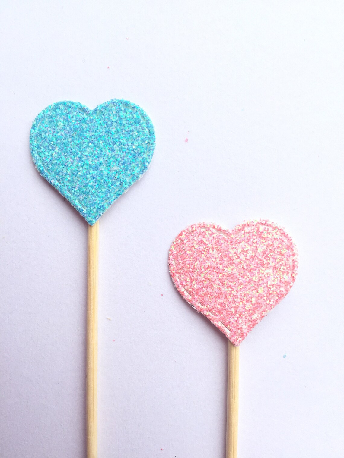 Pink & Blue Heart Cupcake Toppers - Etsy