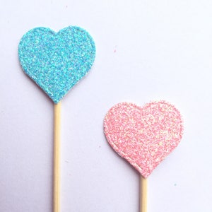 Pink & Blue Heart Cupcake Toppers - Etsy