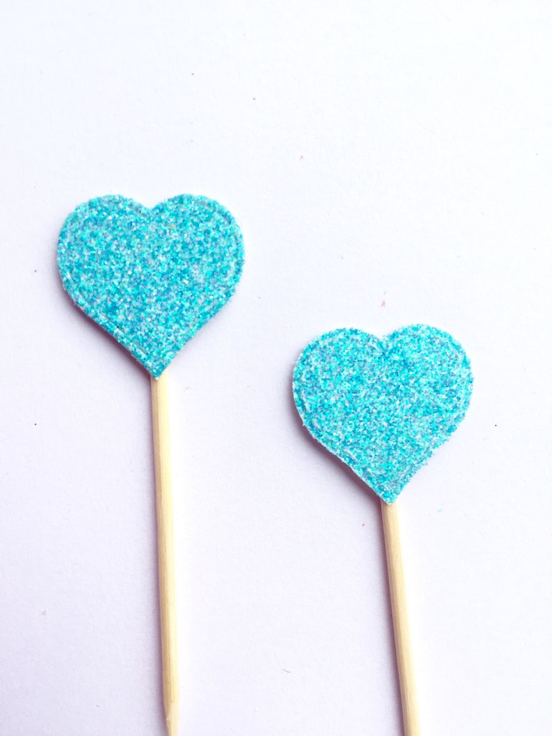 Blue Heart Cupcake Toppers - Etsy UK