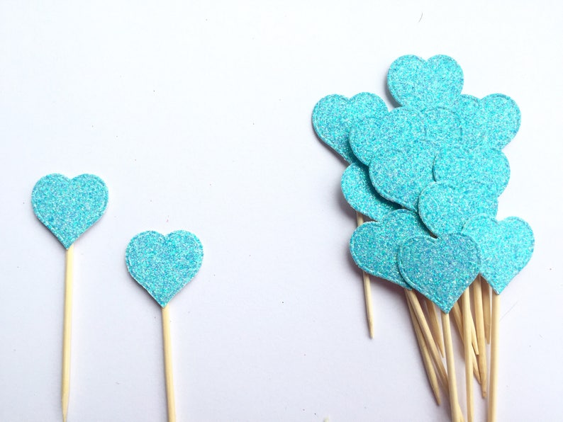 Blue Heart Cupcake Toppers - Etsy UK