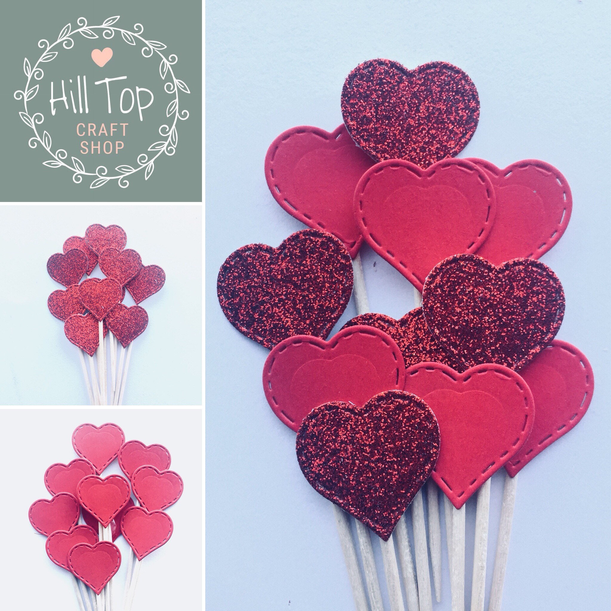 Ruby Red Heart Cupcake Toppers - Etsy UK