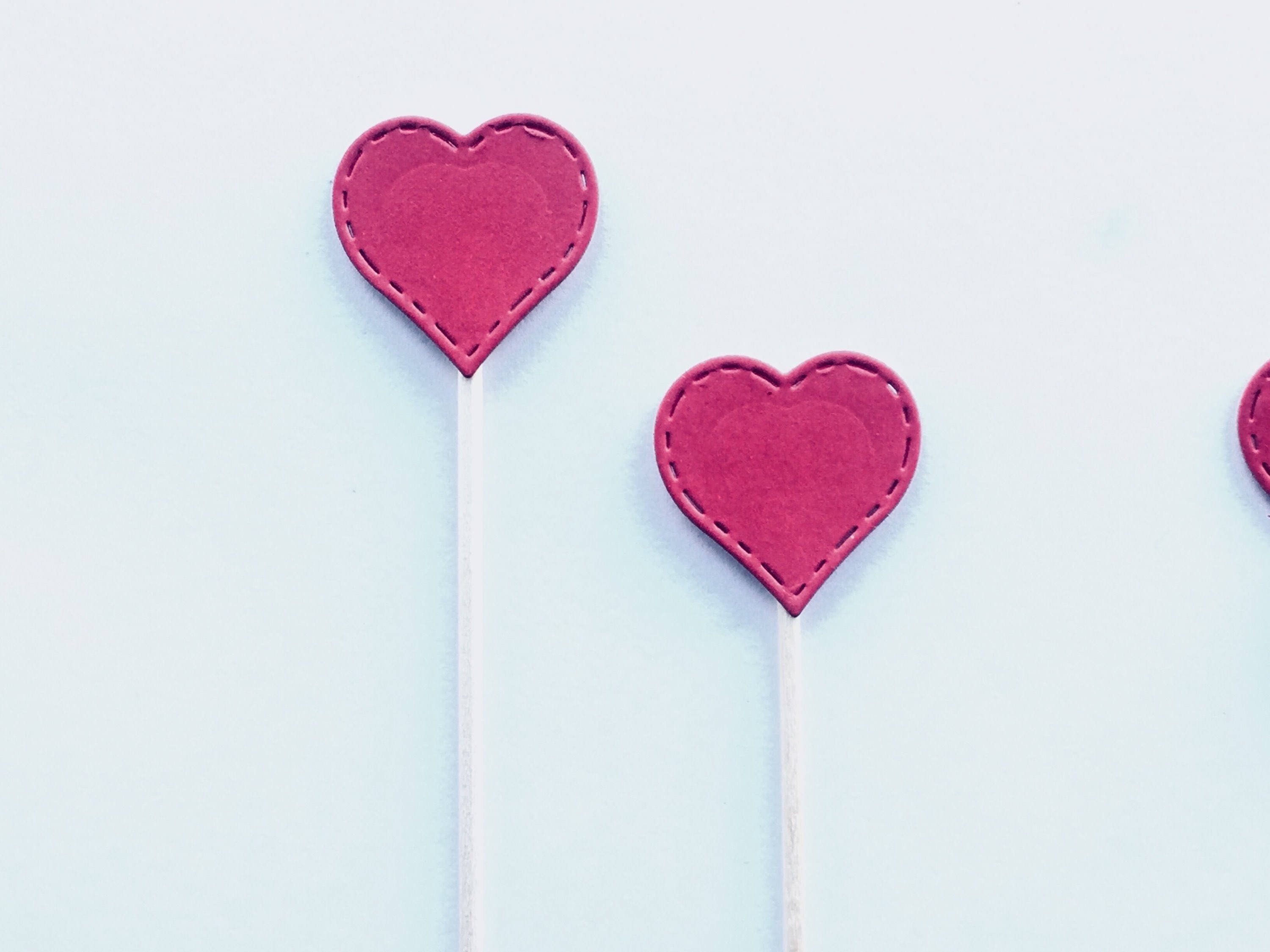 Ruby Red Heart Cupcake Toppers - Etsy