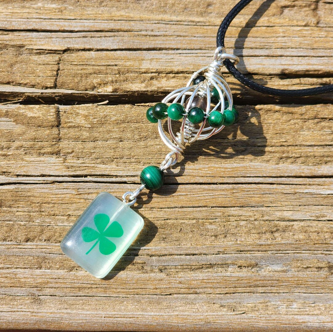 Lucky 4 Leaf Clover Wire-wrapped Conch Pendant | Sterling Silver ...