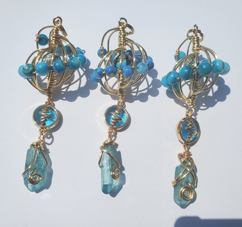 Electric Blue Conch Shell Style Wire Wrap Pendant in Copper - Etsy