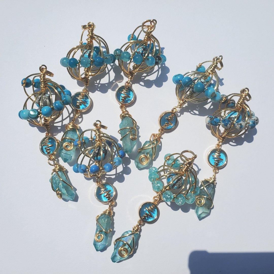 Electric Blue | Conch Shell Style Wire Wrap Pendant in Copper| Silver ...