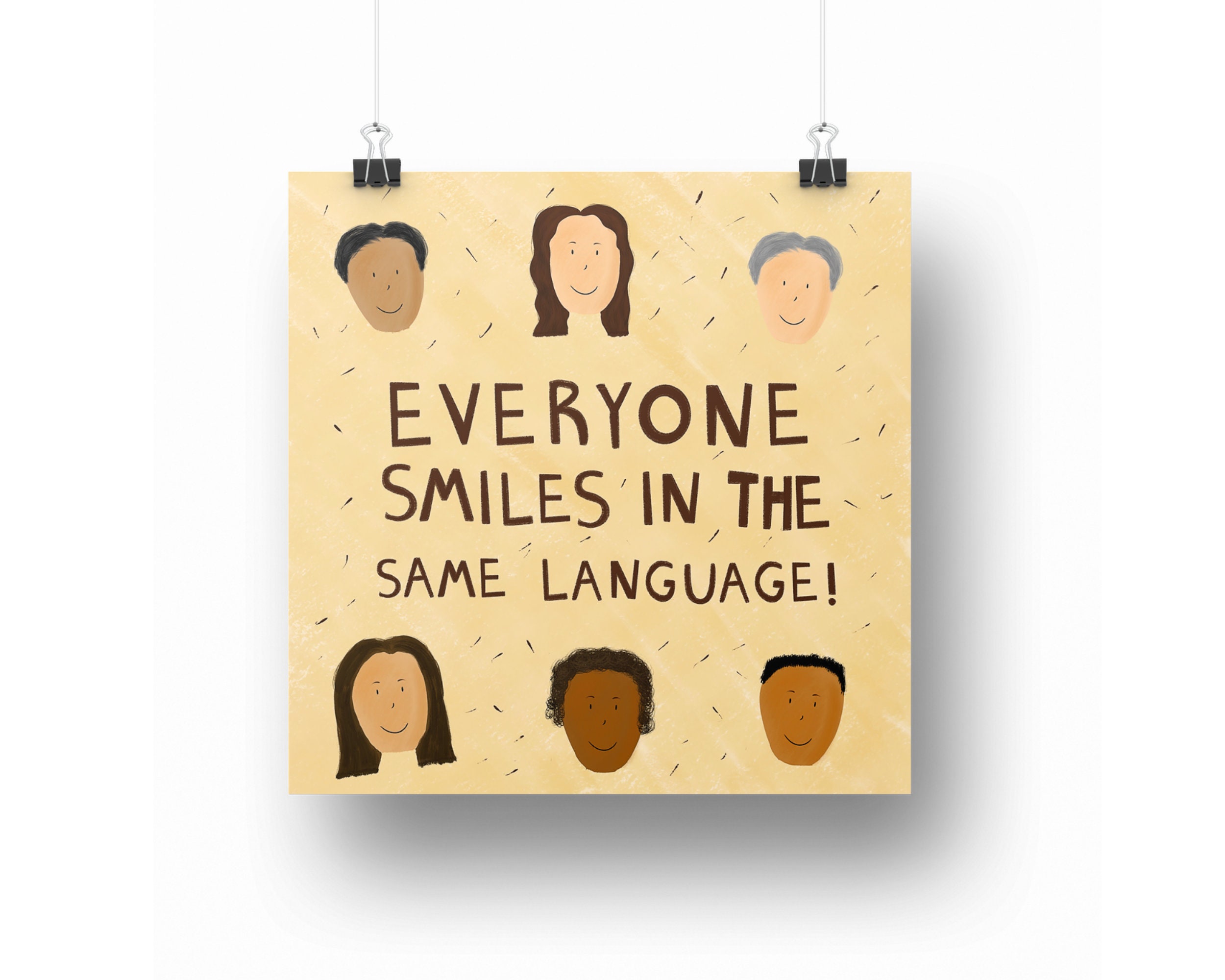Everyone Smiles in the Same Language Printable Art 12" X 12" - Etsy