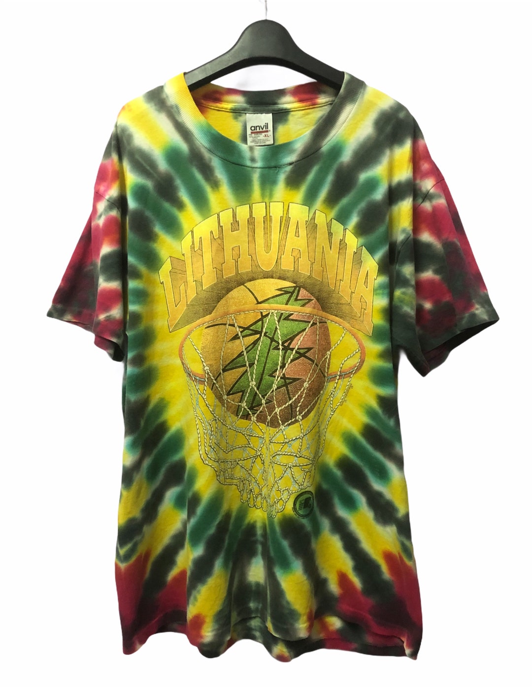 Vintage 90s Lithuania Basketball Team Tie Dye Grateful Dead T Shirt XL ...