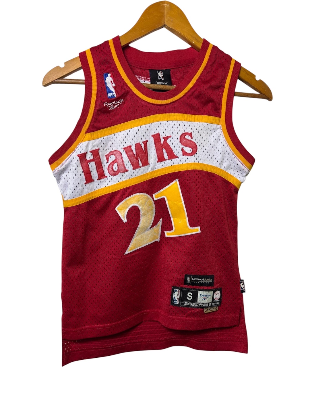 Vintage Atlanta Hawks #21 Wilkins NBA Basketball Reebok Hardwood ...